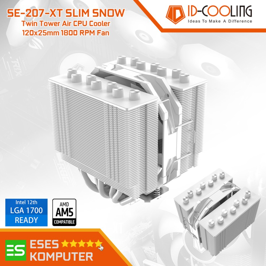 Jual HSF ID-COOLING SE-207-XT SLIM SNOW | Twin Tower 120mm Air CPU ...