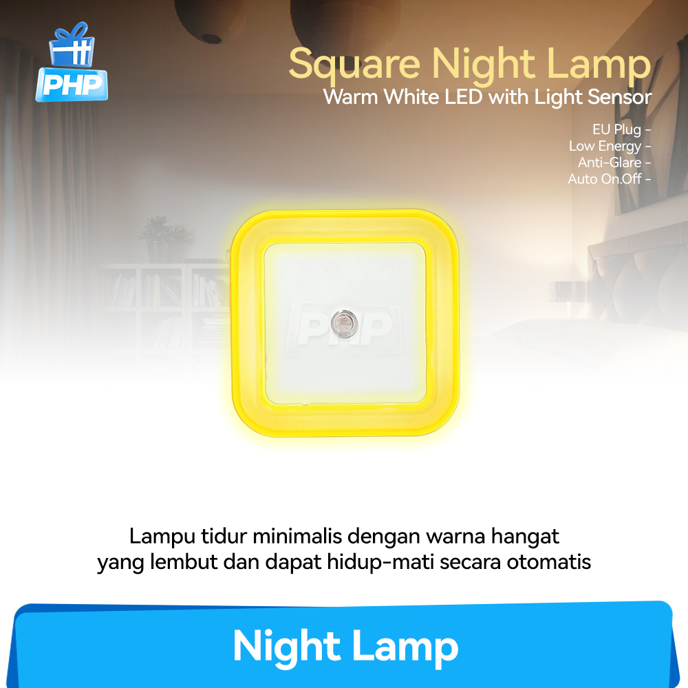 Jual #PHPforKids - Lampu Tidur LED Light Sensor Otomatis (Square Model ...