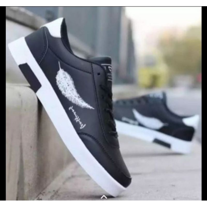 Jual sepatu sneaker cowo mens trendy Tanpa Hak casual shoes Senji Hitam ...