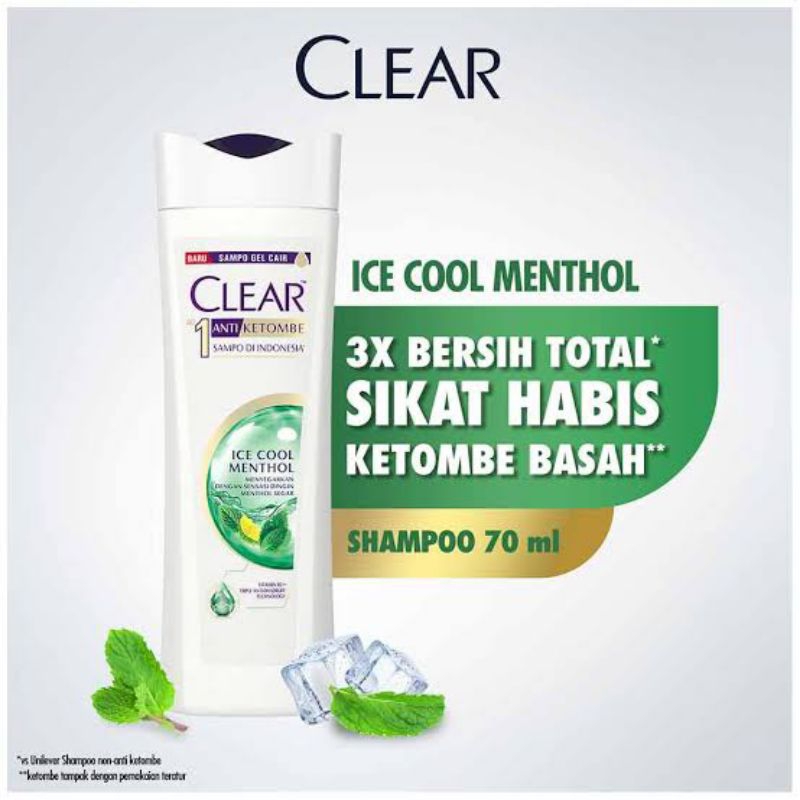 Jual Clear Shampoo Ice Menthol 70ml | Shopee Indonesia