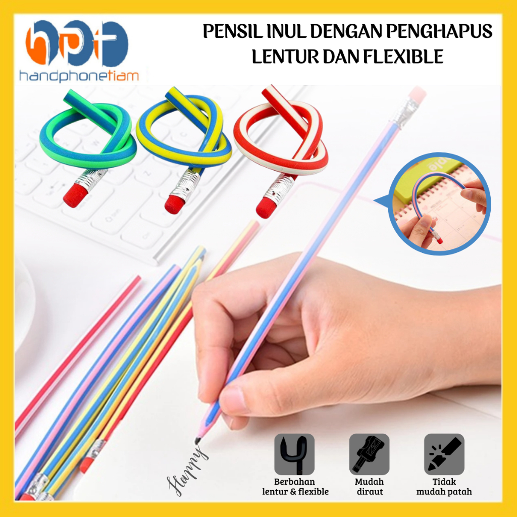 Jual Pensil Lentur Flexible Dengan Penghapus Pinsil Inul Gulung ...