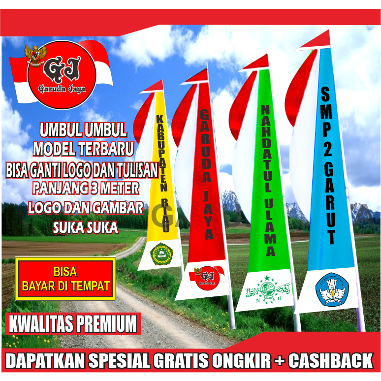 Jual UMBUL UMBUL BENDERA BISA PAKE LOGO SENDIRI | Shopee Indonesia