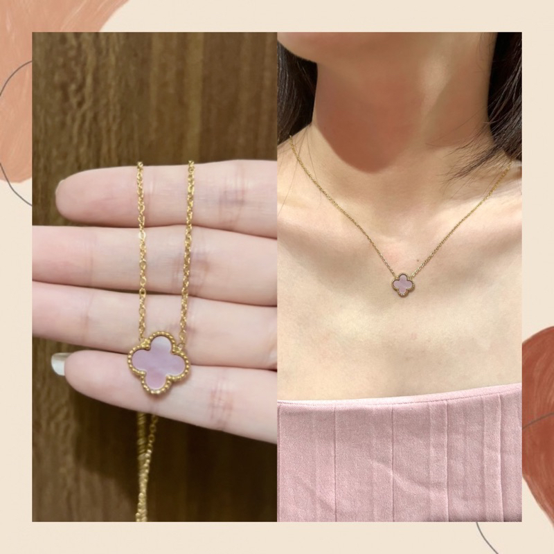 Jual Kalung Titanium Premium Import Clover Ungu Bunga Soft Purple ...