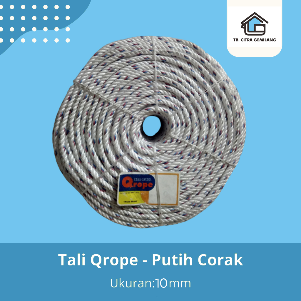 Jual TALI TAMPAR PLASTIK 10 MM ASLI - QROPE PUTIH CORAK ROLL | Shopee ...