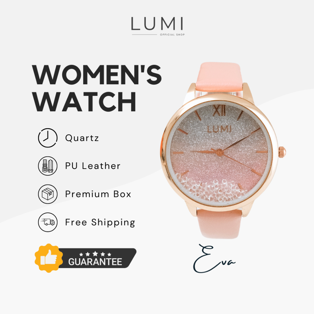 Jual Lumi Watch Jam Tangan Wanita Kasual Tali Leather Daily Watch Anti ...