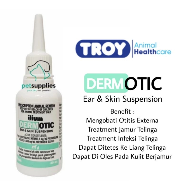 Jual Obat tetes telinga antibiotik anjing kucing, Illium DERMOTIC ...
