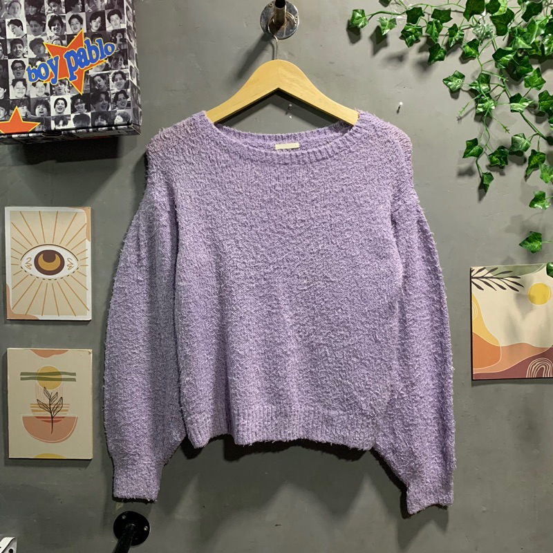 Jual Knitwear Sweater Rajut Uniqlo Lilac Original | Shopee Indonesia