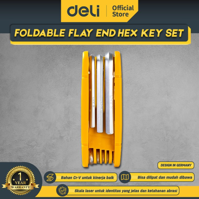 Jual Deli 8pcs Foldable Flat End Hex Key Set / Set Kunci L Lipat Ujung ...