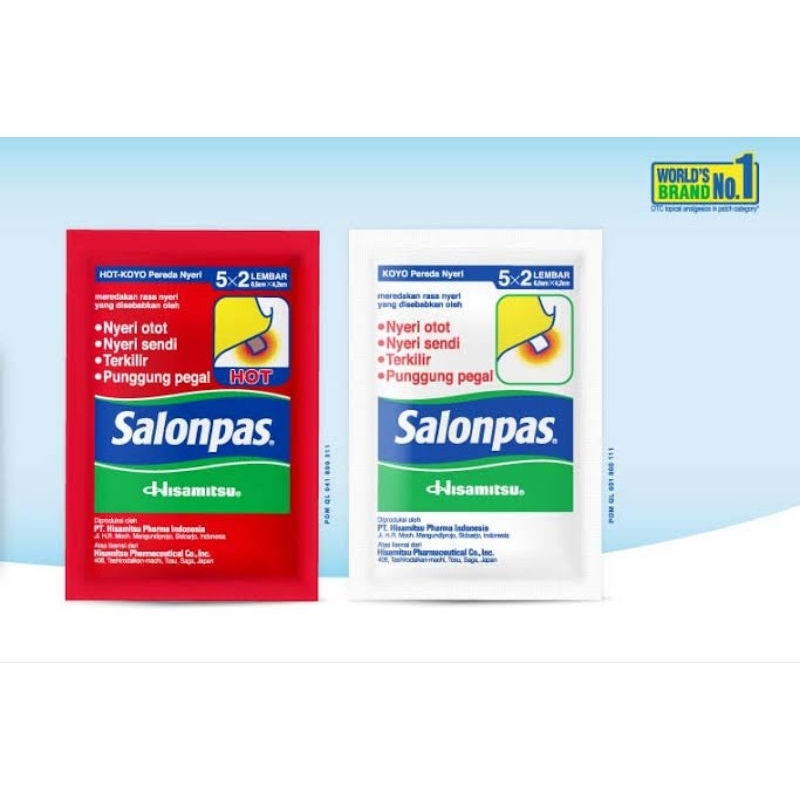 Jual Salonpas pereda nyeri (Hot merah) dan (Original biru) koyo 5x2 ...