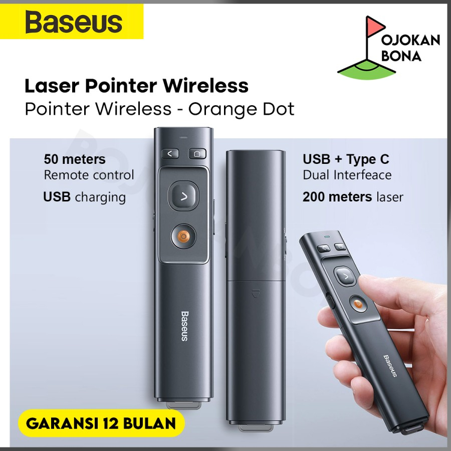 Jual Baseus Laser Pointer Wireless Orange Dot Presenter Type C USB ...