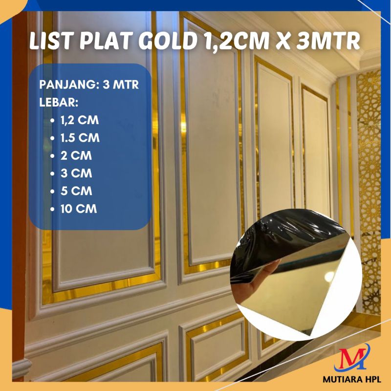 Jual LIST PLAT GOLD MIRROR STAINLESS STEEL 1.2CM X 3 MTR | Shopee Indonesia