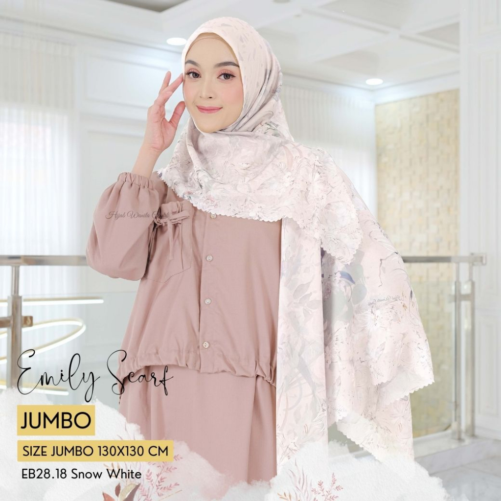 Jual HIRA - Hijabwanitacantik - Segi Empat Emily Scarf Polycotton Jumbo EB28.18 Snow White ...