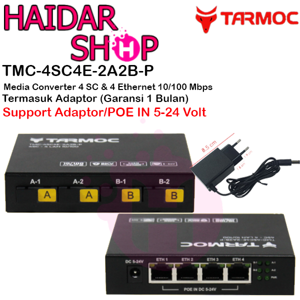 Jual Tarmoc TMC-4SC4E-2A2B-P | Media Converter Switch 4FO 4LAN / 4 FO 4 LAN 10/100Mbps POE IN 5 ...