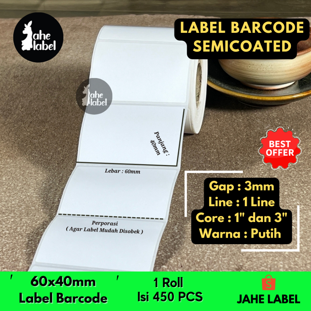 Jual stiker label thermal 60x40 500 pcs | Shopee Indonesia