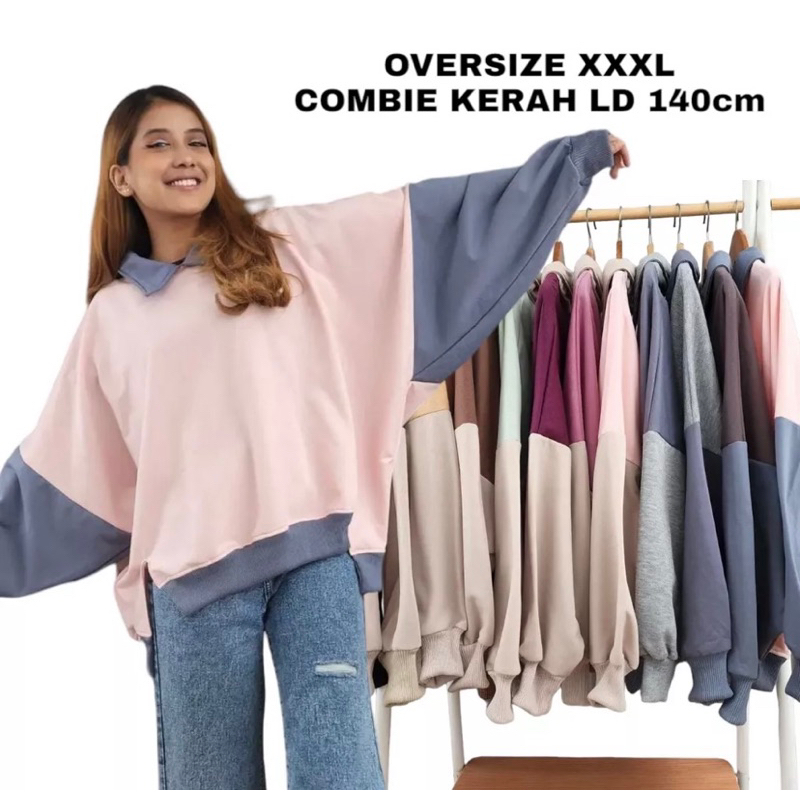 Jual BY DNF Sweater XXXL Combie Berkerah Oversize Twocolour Sweater ...