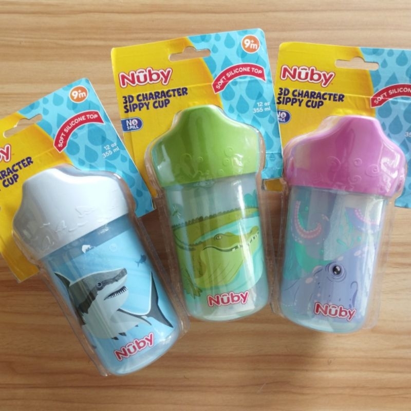 Jual Nuby 3D character sippy spout cup soft silicone top 355ml | Shopee Indonesia