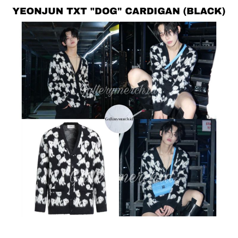 Jual [READY STOCK] YEONJUN TXT - DOG CARDIGAN (BLACK) | Shopee Indonesia