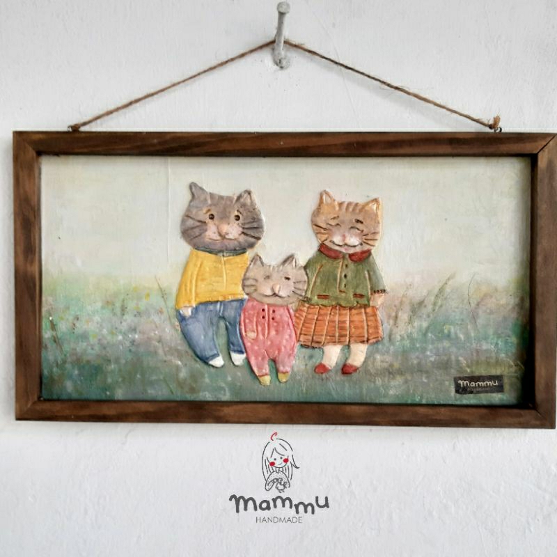 Jual Mammu Handmade Lukisan Kucing Tiga Dimensi Clay Bingkai Foto ...
