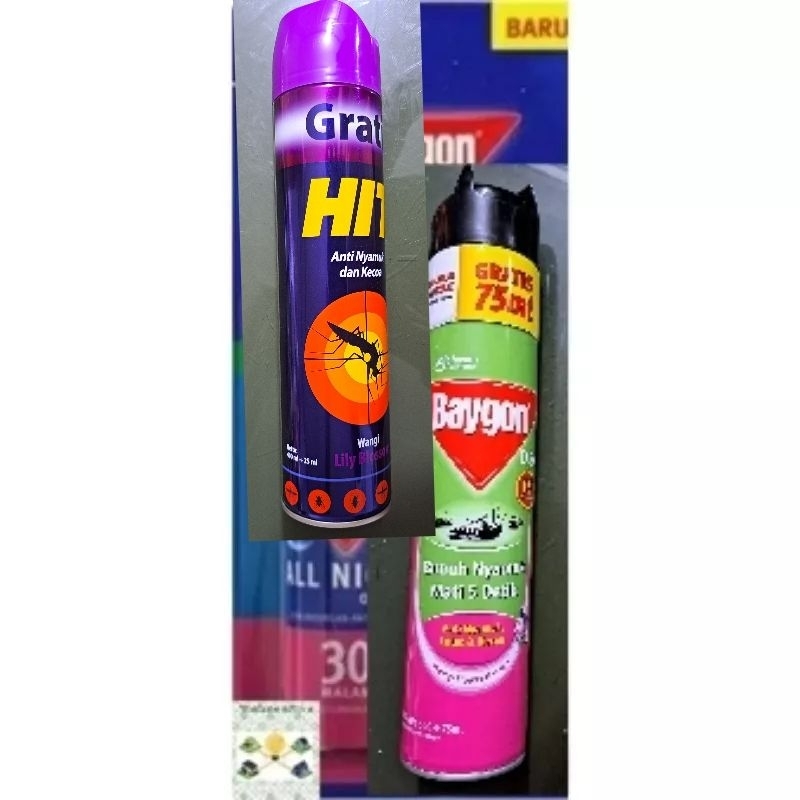 Jual Baygon 600ml double nozzle/10ml/Hit 400+25ml semprot Flower Garden ...