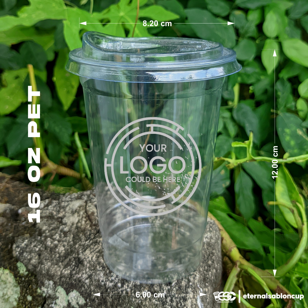 Jual Sablon Cup 14 / 16 oz merk PET Starindo + LID Strawless/Flat/Dome ...