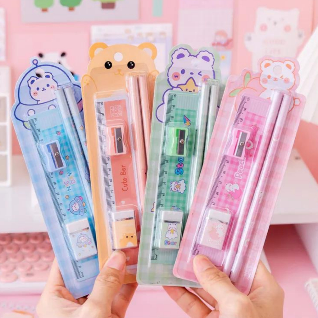 Jual Alat Tulis Set Mini Stationary Set Sekolah 5 in 1 Pensil Set ...