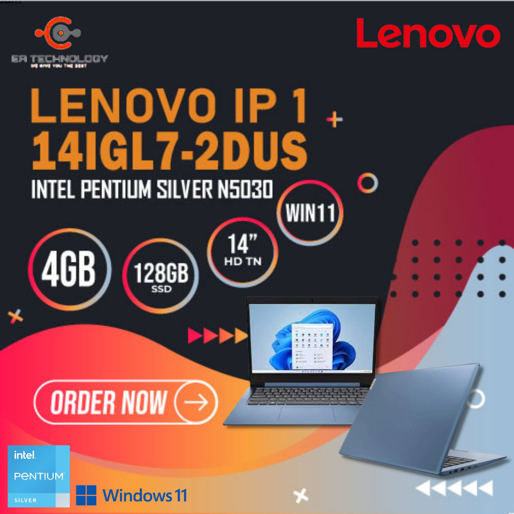 Jual LENOVO IP 1 14IGL7-2DUS Pentium Silver N5030 4GB 128SSD 14" HD TN W11 | Shopee Indonesia