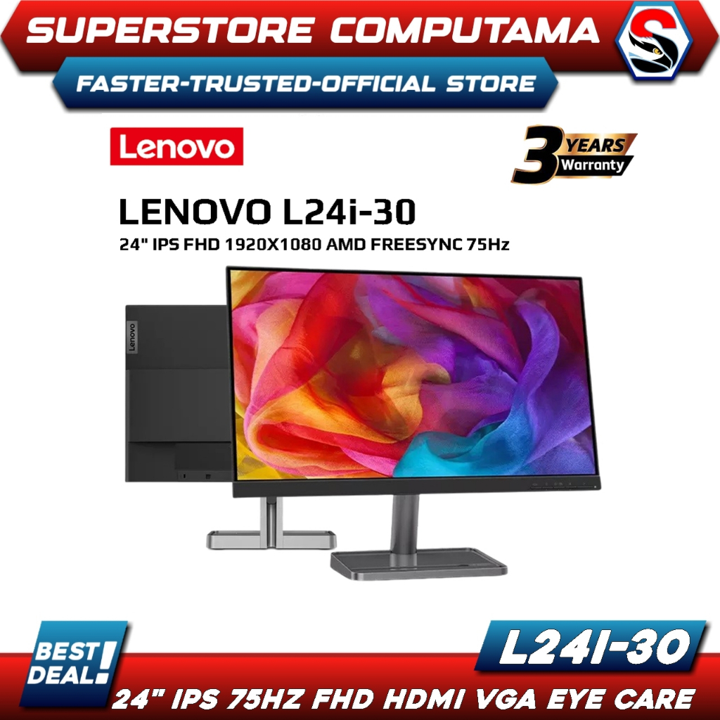 Jual Monitor LED LENOVO L24i-30 IPS 75Hz FHD HDMI VGA Eye Care ...