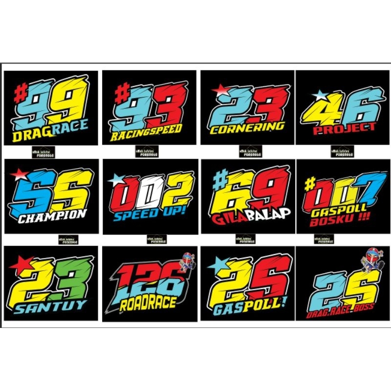 Jual Sticker Angka Racing Balap Hologram 1 lembar isi 12 pcs | Shopee ...