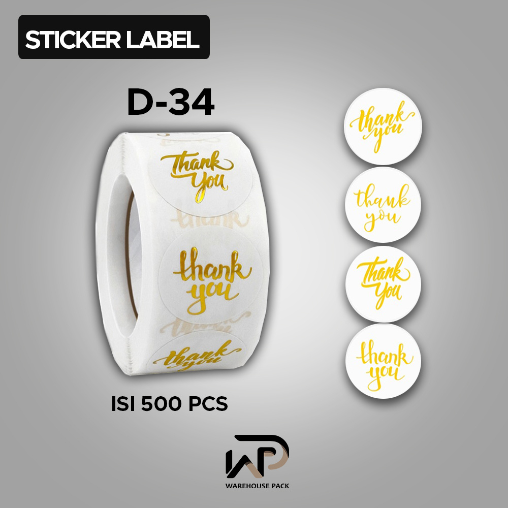 Jual 1 roll (500 pcs) Stiker Label Tulisan Thank You For Your Order ...