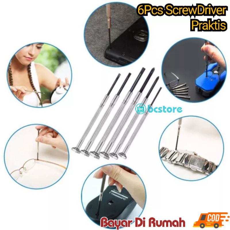 Jual (COD) Obeng Jam Hp Kacamata Satu Set ( Isi 6Pcs ) - Screw Driver ...