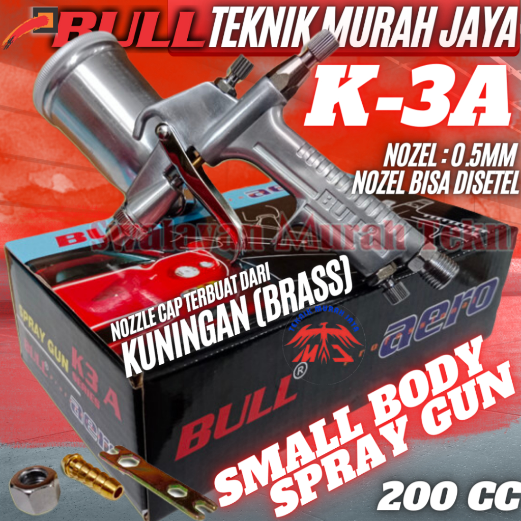 Jual BULL K-3A K3A Spray Gun 200 cc Alat Spet Cat Paint Sprayer Tabung ...