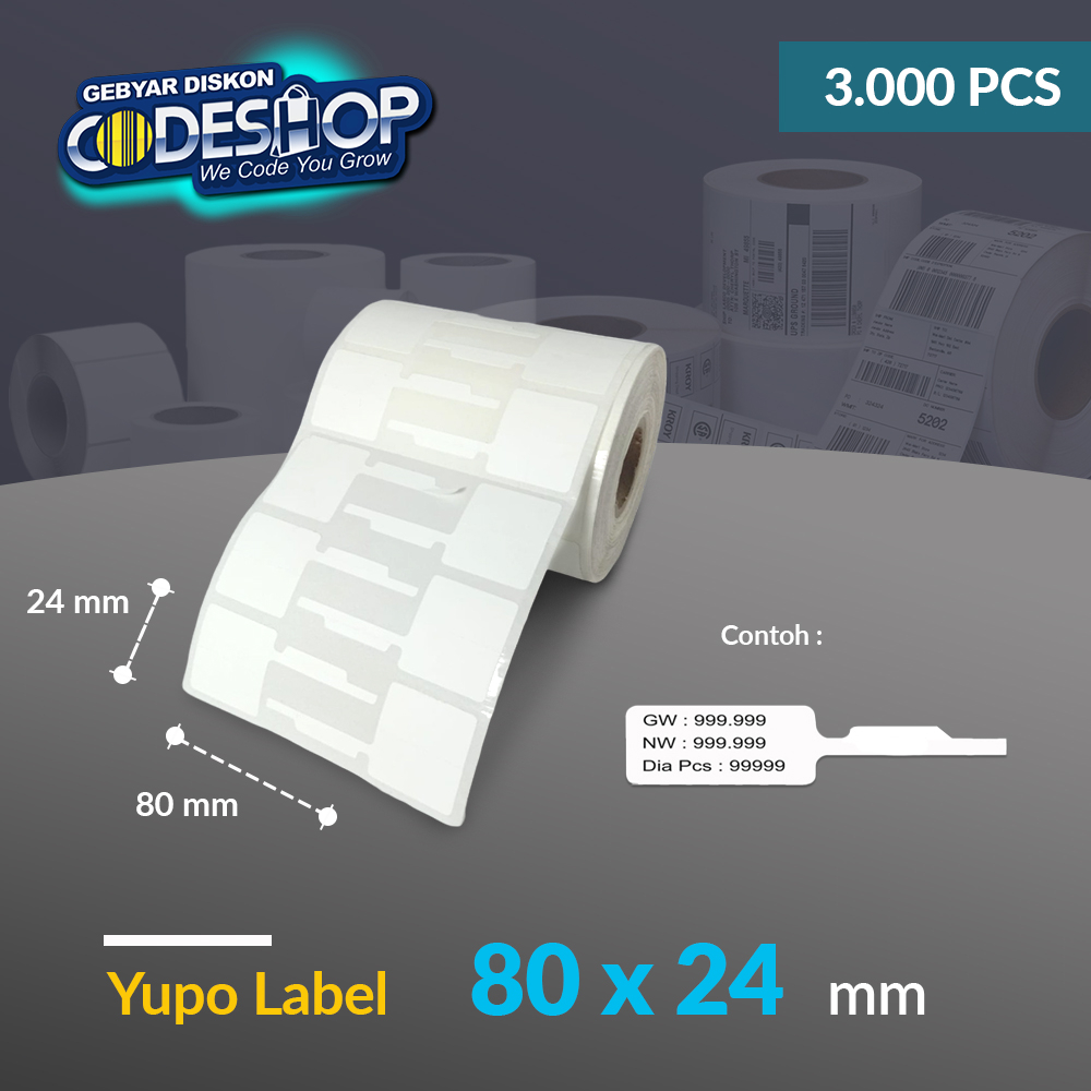 Jual Codeshop Label Yupo 80 x 24 mm 2 Line Stiker Perhiasan Jewelry ...