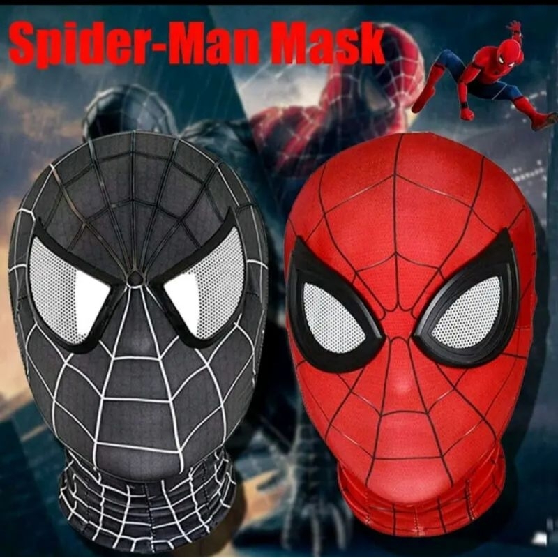 Jual topeng spiderman kain topeng full face spiderman masker wajah ...