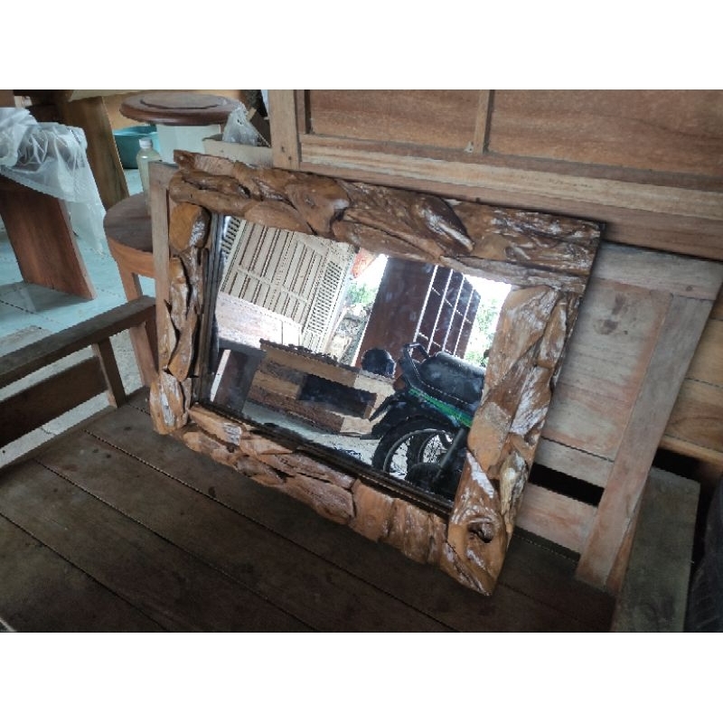 Jual Cermin Dinding - Frame Rustic Kayu Jati 120 x 80cm | Shopee Indonesia