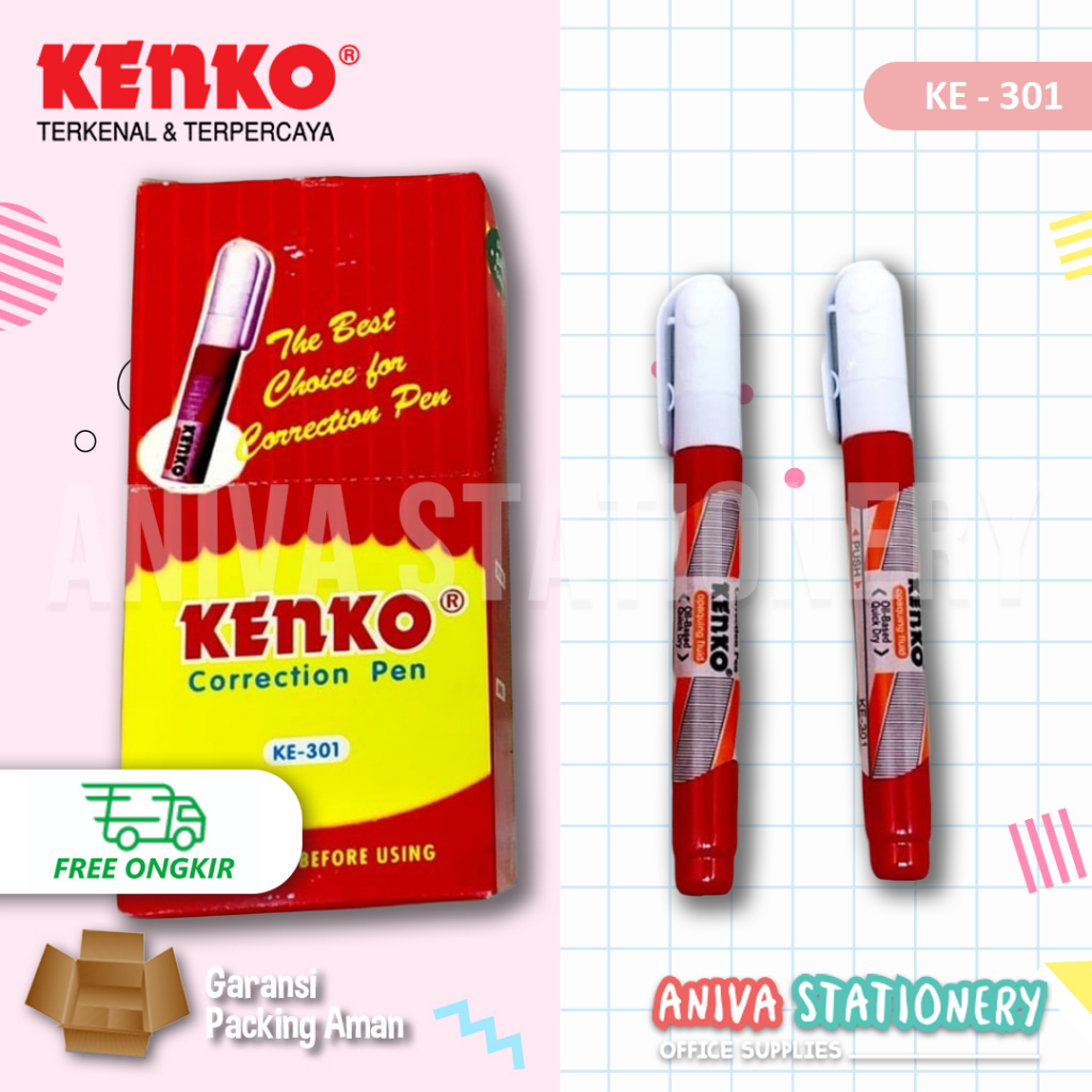 Jual KENKO TIPE EX CORRECTION PEN KE-301 PENGHAPUS CAIR BENTUK SPIDOL ...