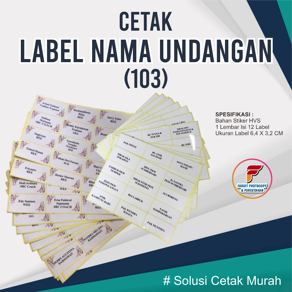 Jual Cetak Sticker Label Tamu Nama Undangan Pernikahan Polos Dan Motif ...