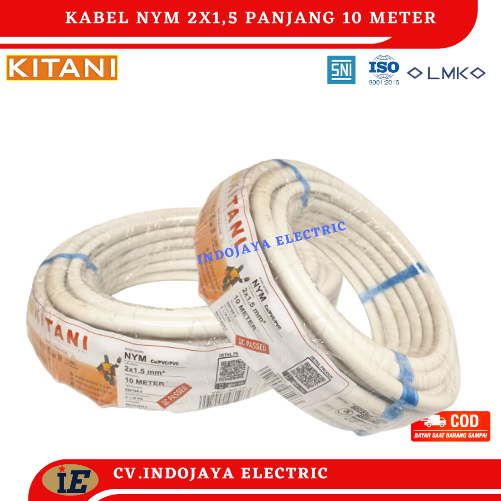 Jual Kabel listrik Kitani NYM 2X1,5 panjang 10 meter Kabel listrik tembaga | Shopee Indonesia