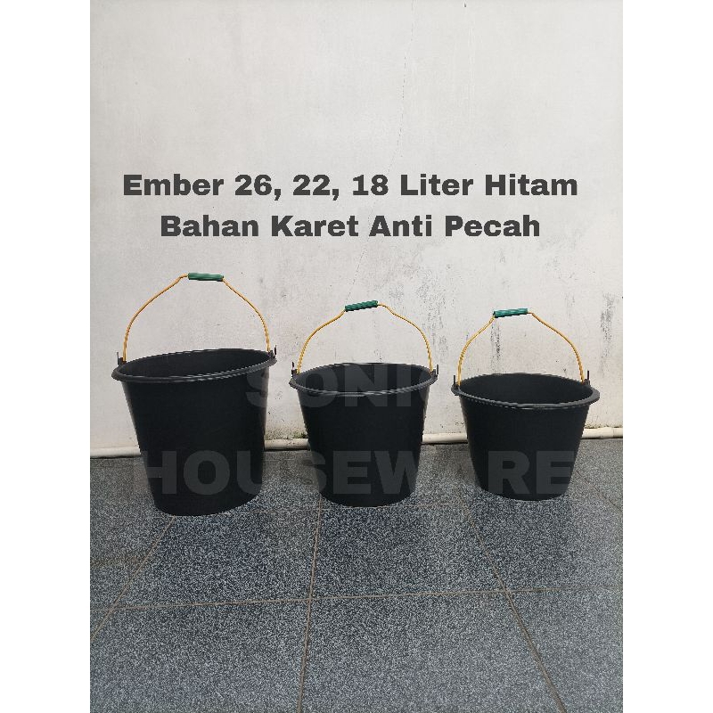 Jual Ember Cor Timba 18 22 26 Liter GM Hitam Proyek Anti Pecah Bahan ...