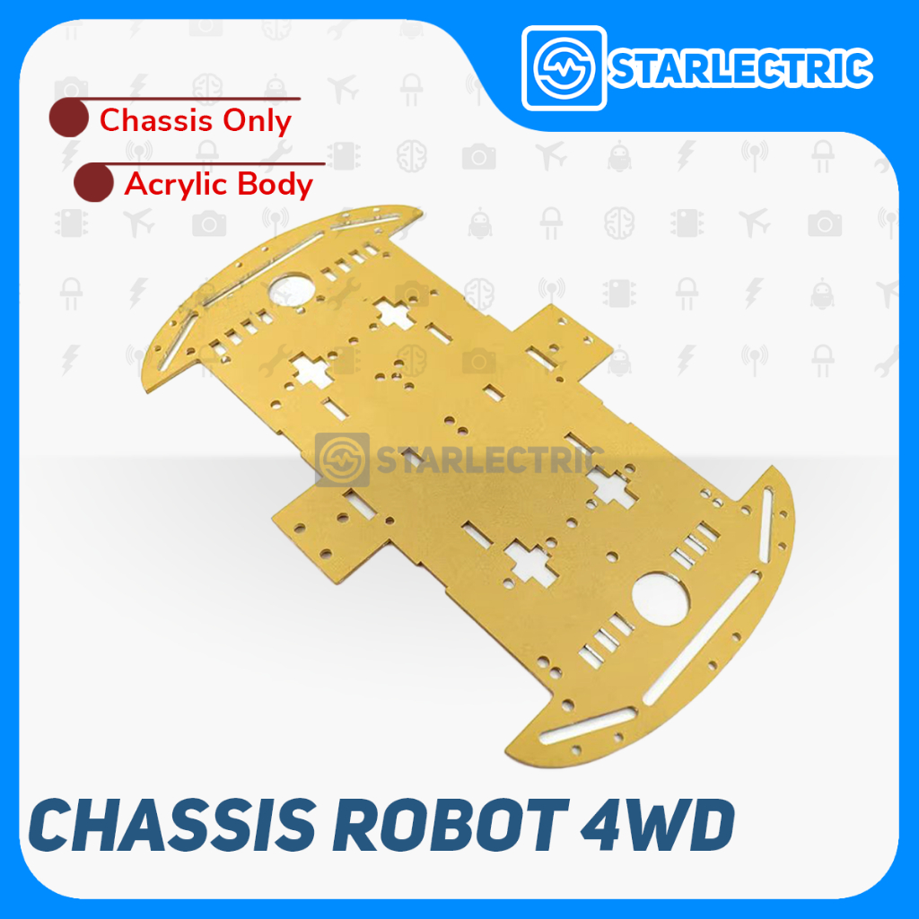 Jual Chassis Acrylic Robot Mobil 4WD Sasis Akrilik Smart 4 WD Bening ...