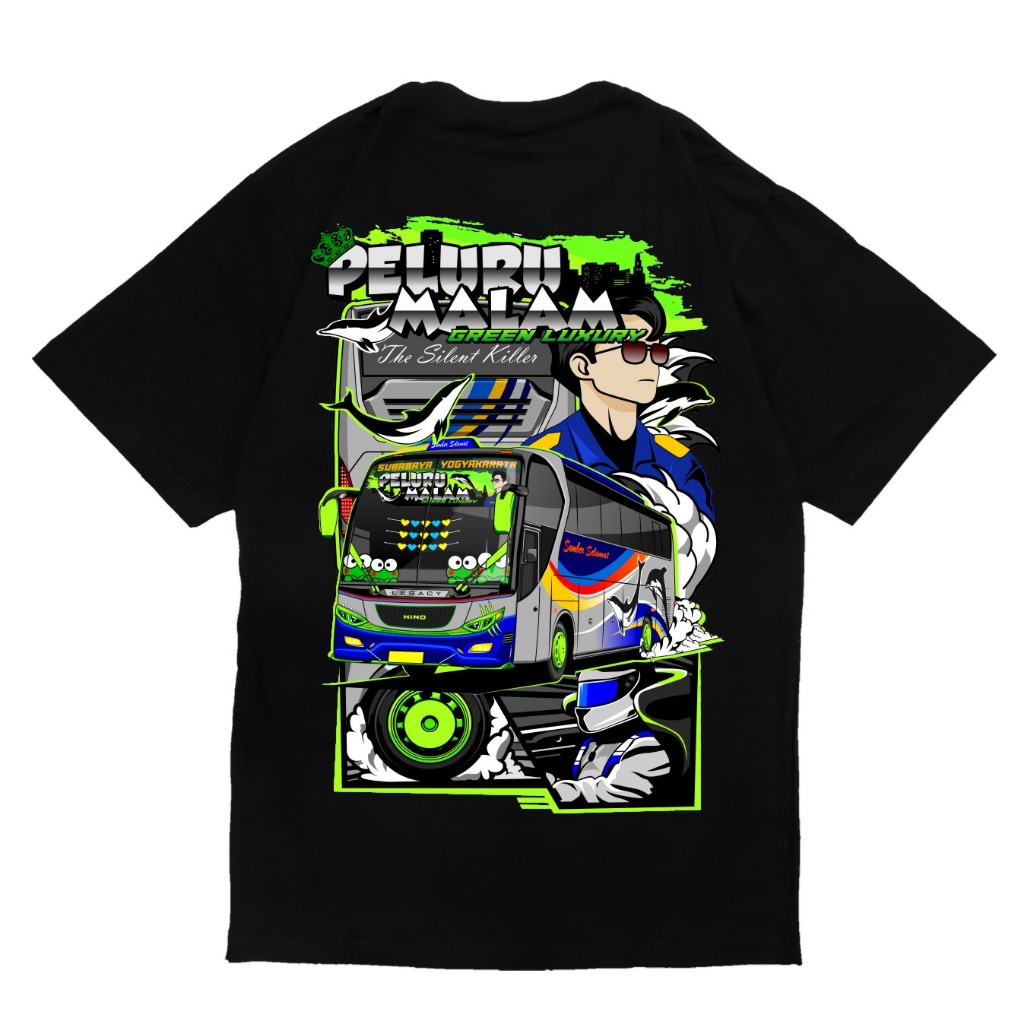 Jual ( FREE STIKER ) KAOS BUS MANIA SUMBER SELAMAT PELURU MALAM GREEN ...