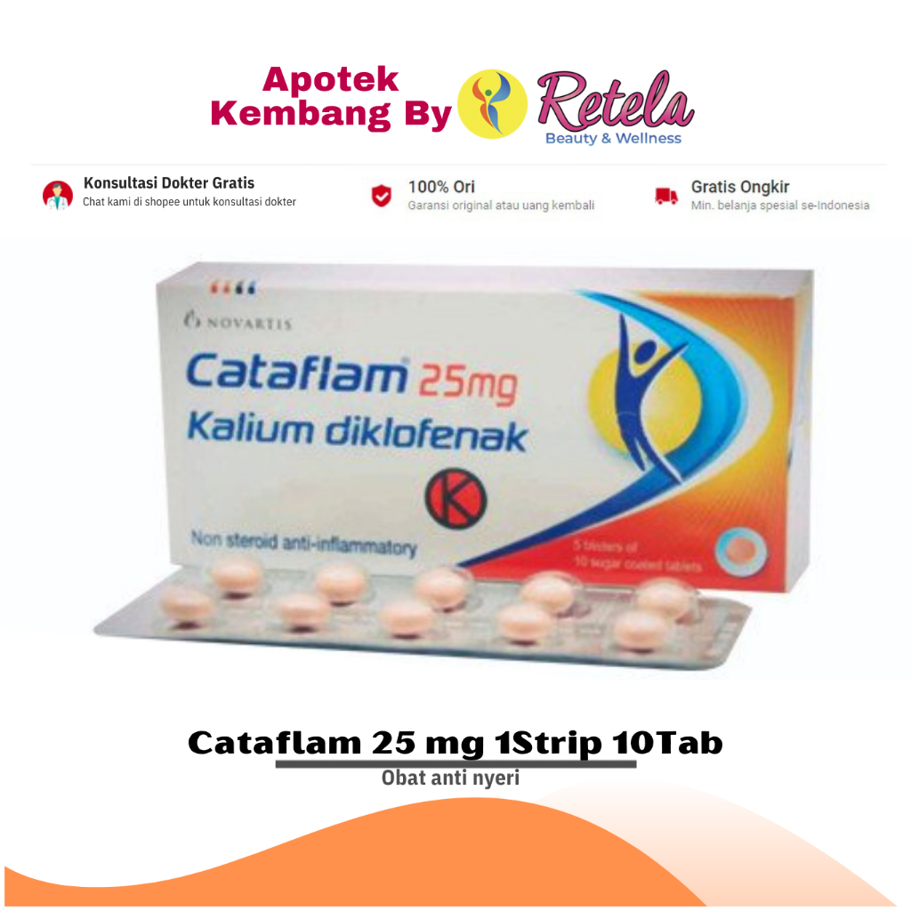Jual CATAFLAM 25 MG 1 BLISTER 10 TABLET | Shopee Indonesia
