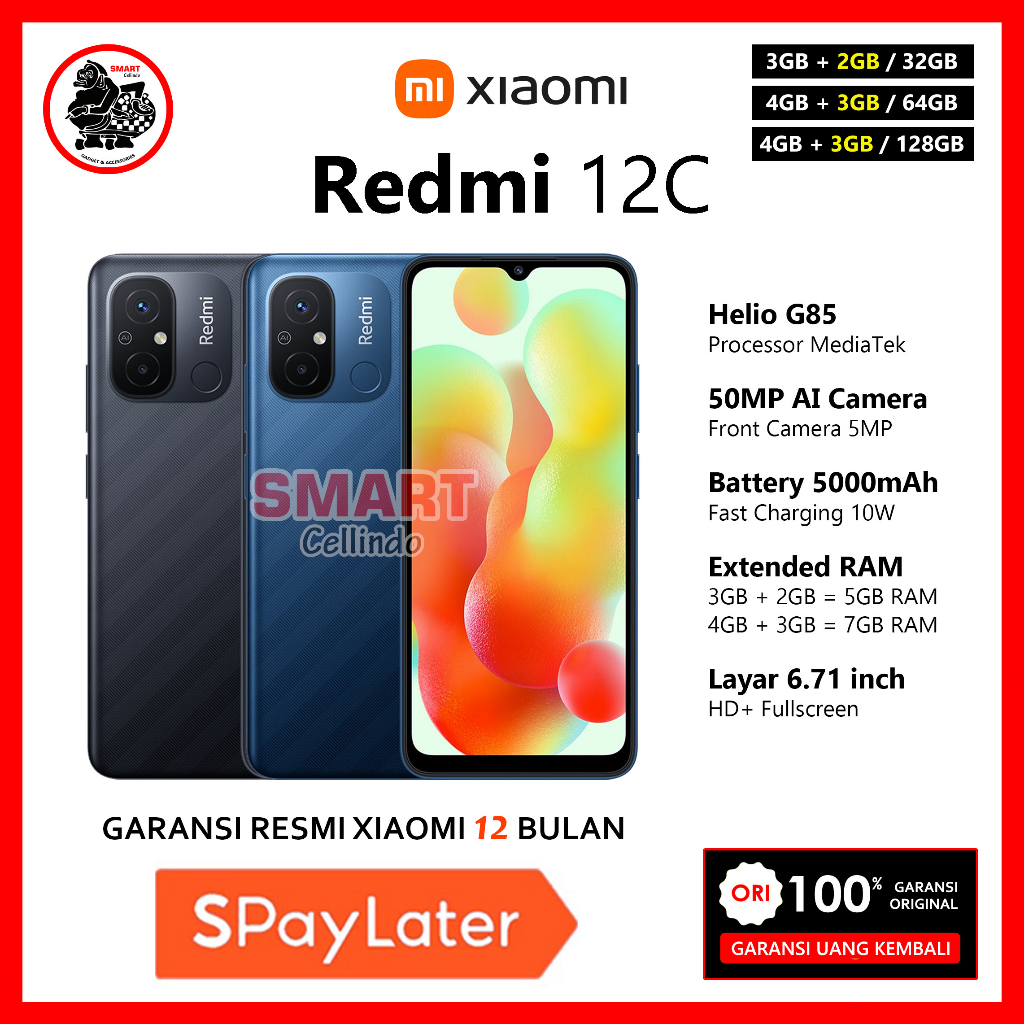 Jual Xiaomi Redmi 12C 4/128GB - 12C 4/64GB (Garansi Resmi) | Shopee ...