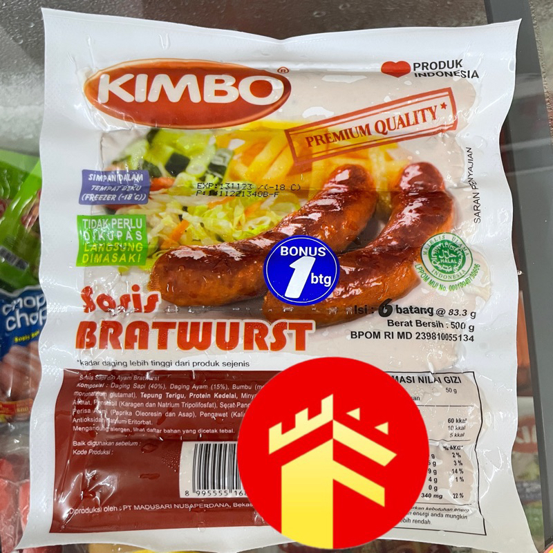 Jual KIMBO SOSIS BAKAR JUMBO 7 PCS KIMBO BRATWURST JUMBO 500 GR ...