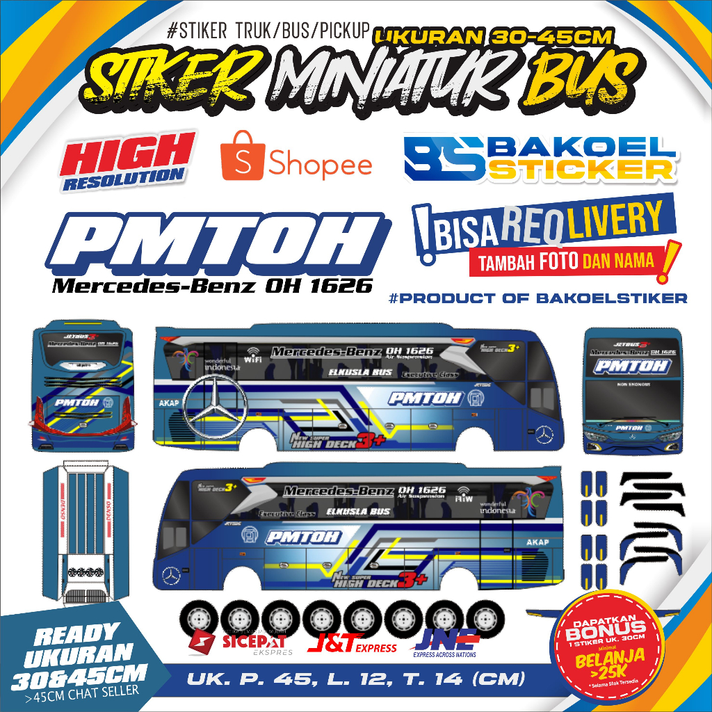 Jual STIKER MINIATUR BUS SUMATRA'AN UK. 30/45CM | Shopee Indonesia