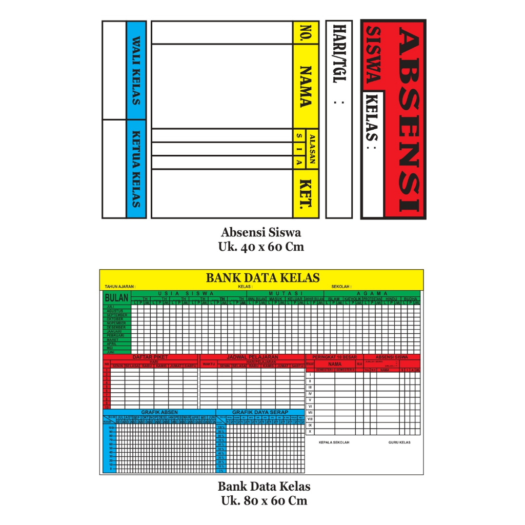 Jual Spanduk Banner Papan Data Bank Data Kelas Sekolah Custom | Shopee ...