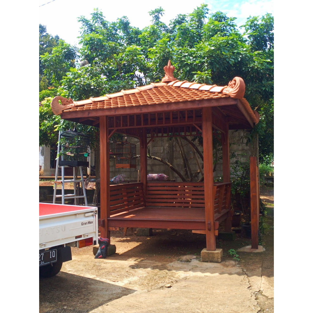 Jual Gazebo Minimalis Kayu Rimba Campur 2x2meter | Shopee Indonesia