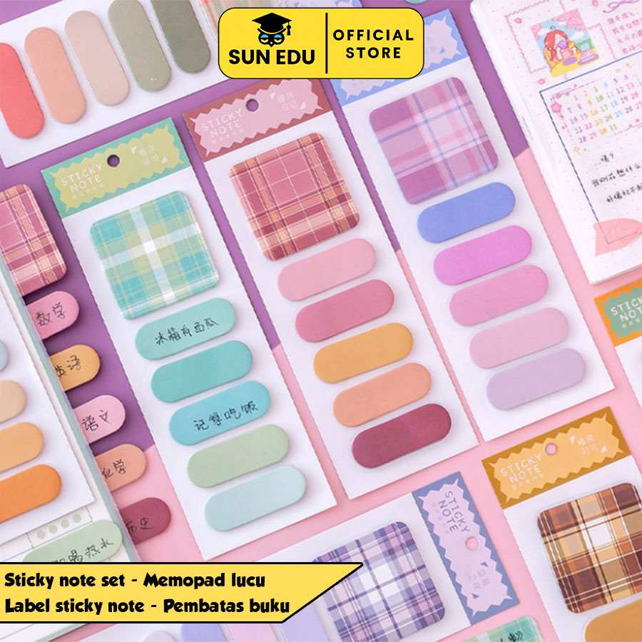Jual Sticky note set/ Memopad lucu/Label sticky note/ Pembatas buku ...