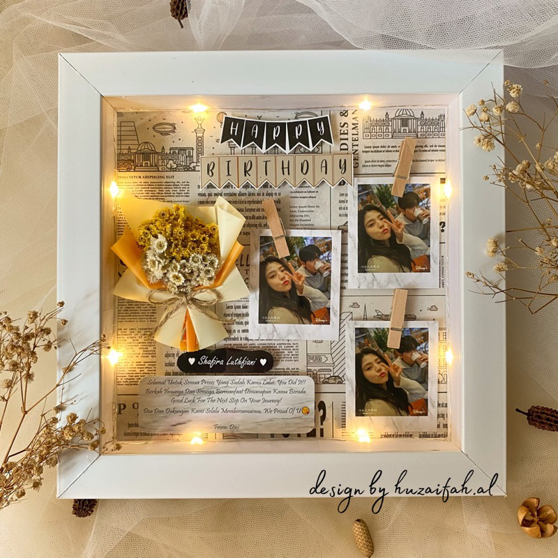 Jual FLOWER IN FRAME RUSTIC 3D Bunting FLAG Ukuran 20x20 cm GIFT WISUDA / KADO WISUDA, ULANG ...