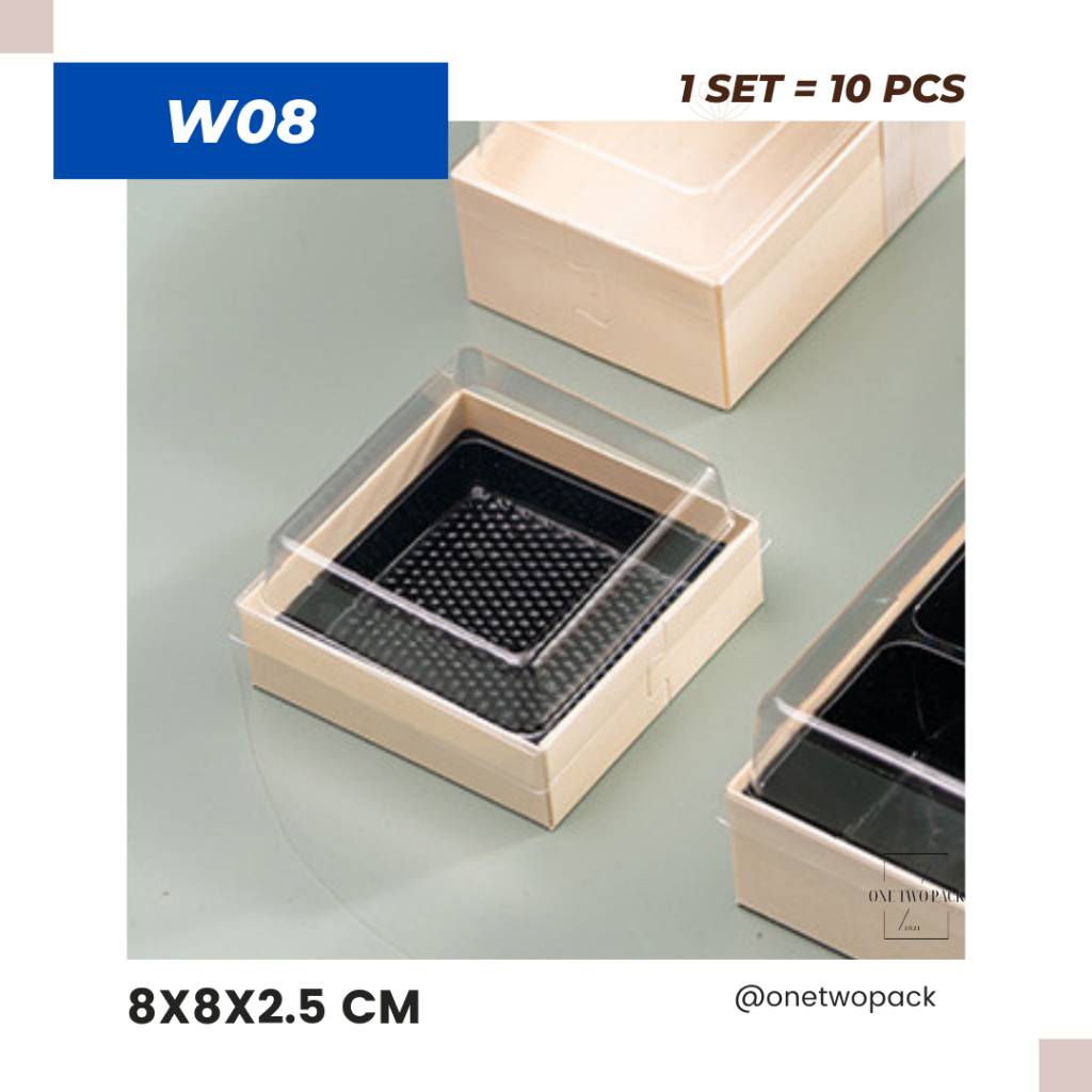 Jual [10 pcs] W08 Wooden Mini Box 8x8cm Box Mini Pancake Mochi Daifuku ...