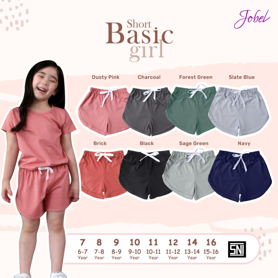 Jual KAZEL Zebe Short Basic Girl Slate Blue & Sage Green (1 PCS) 6-16 ...